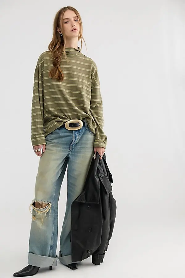 We The Free Nevada Striped Long-sleeve Tee - Pine Combo