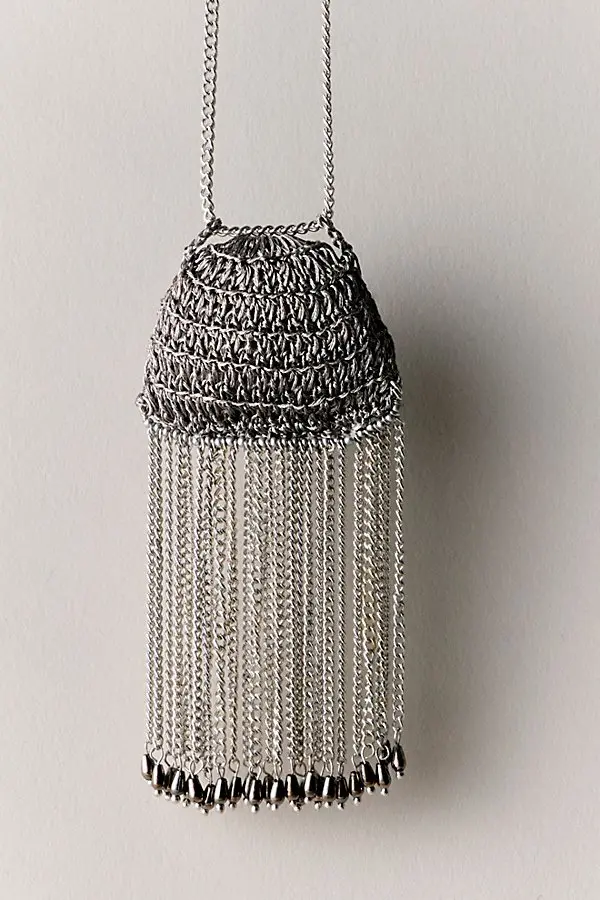 Free People Zelda Pouch Necklace - Hematite Base