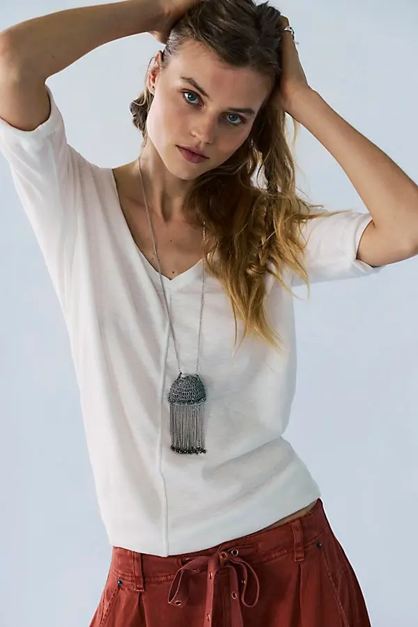 Free People Zelda Pouch Necklace - Hematite Base