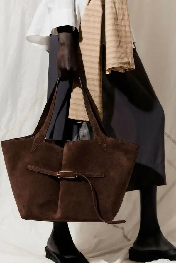 LIFFNER Dark Suede Tote Bag