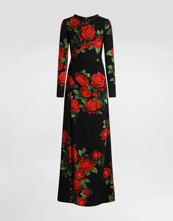 Dolce & Gabbana Rose Print Lace Trimmed Slip Dress - Multicolor