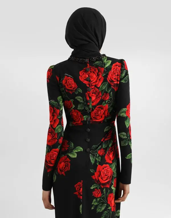 Dolce & Gabbana Rose Print Lace Trimmed Slip Dress