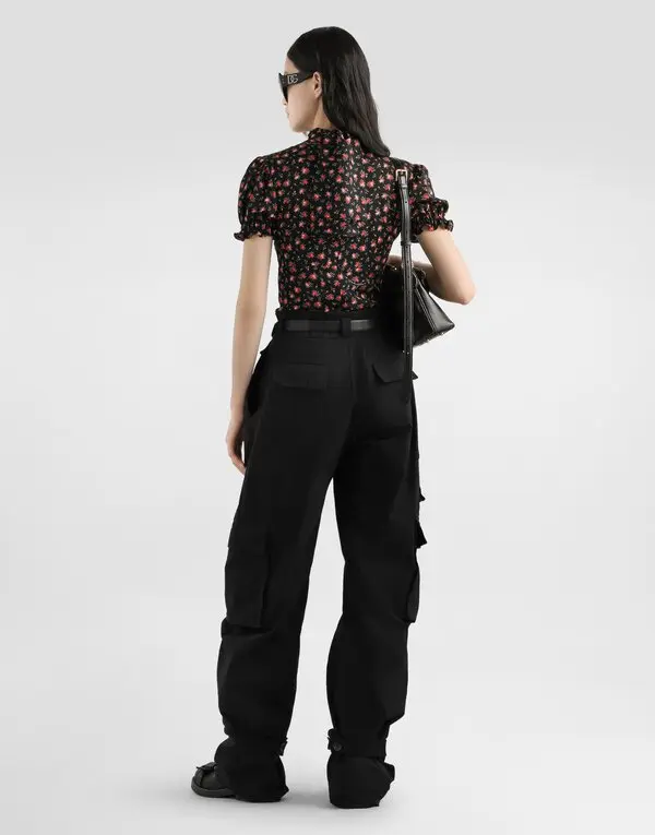 Dolce & Gabbana Rose-print Charmeuse Top - Multicolor