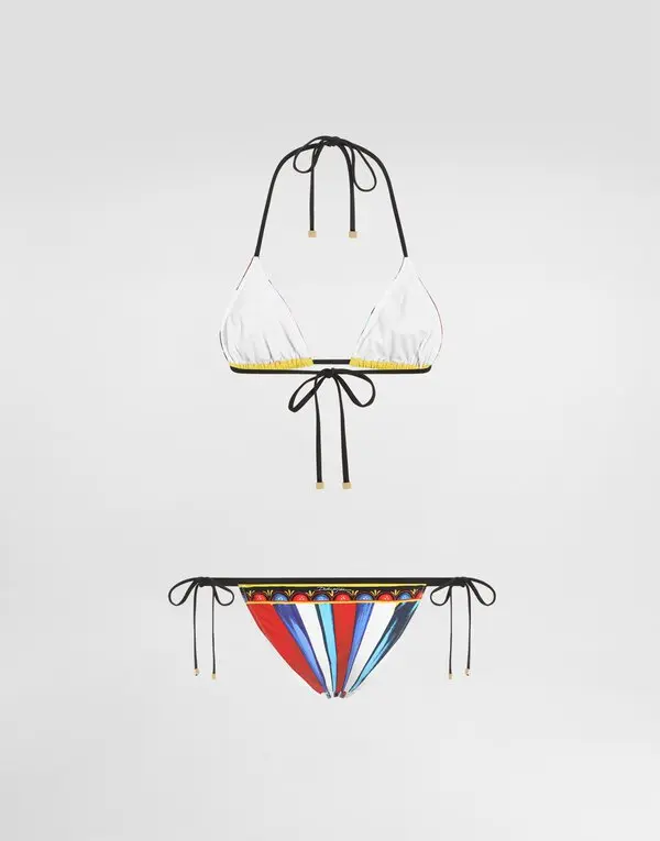 Dolce & Gabbana Carretto-print Triangle Bikini Swimwear