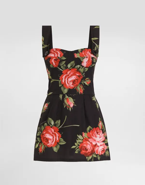 Dolce & Gabbana Rose Bouquet-print Cotton Top Shirts And Tops - Multicolor