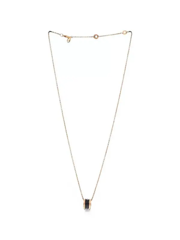 BVLGARI B.zero1 Pendant 18k Rose Gold And Ceramic Necklace - Pink