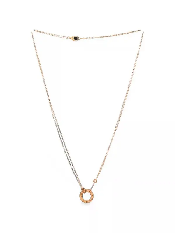 Cartier 2 Diamonds Love Pendant 18k Rose Gold And Diamonds Necklace - Pink