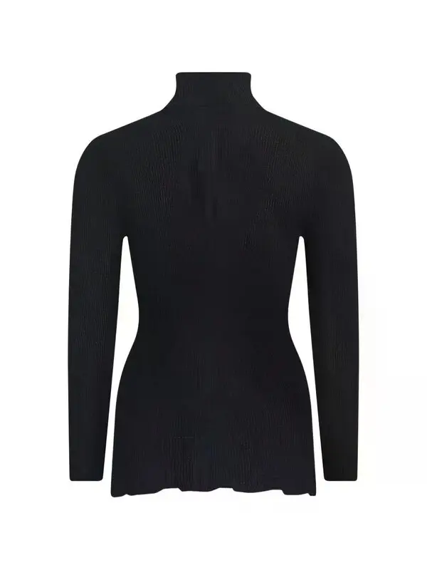 Prada Enamelled Triangle Logo Ribbed Knit Sweater