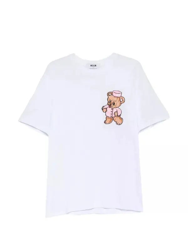 MSGM Teddy Bear-embroidery T-shirt