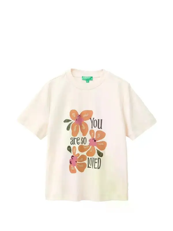 BENETTON Floral Print T-shirt - Neutrals