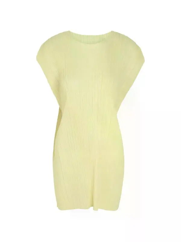 Issey Miyake Pleated Cap-sleeve Tunic Mini Dress