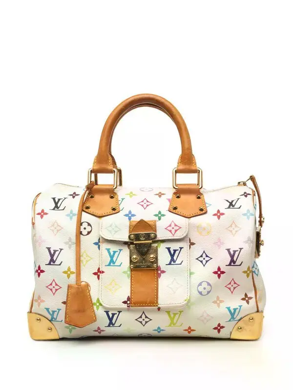 LOUIS VUITTON Monogram Multicolore Speedy 30 Boston Bag - White