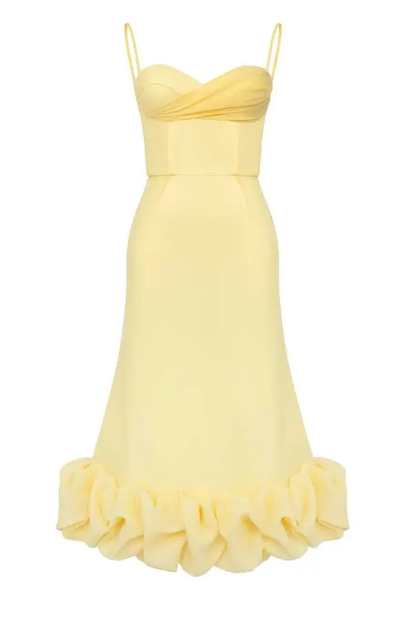 POST MERIDIEM Draped Bodice Flounced Bustier Dress