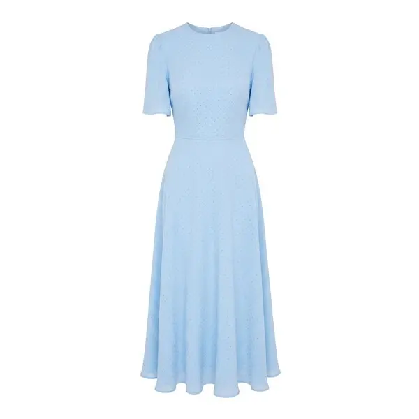 POST MERIDIEM Chiffon Midi Dress With Rhinestones