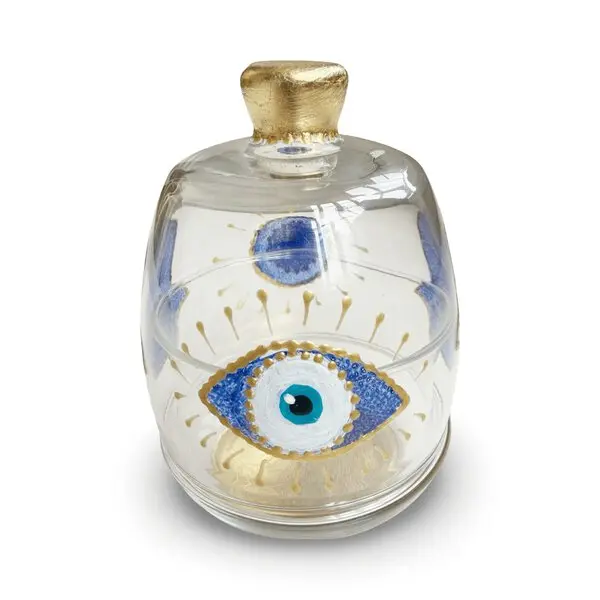 CASA DUNIYA Safiya Hand-painted Evil Eye Glass Jar