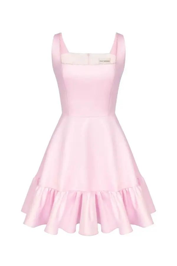 POST MERIDIEM Flounced Strap Mini Dress