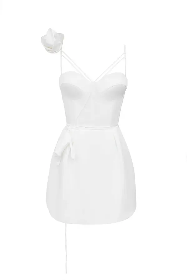 POST MERIDIEM Rose Detail Corset Bell Mini Dress