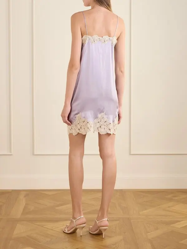 Chloé Lace-trimmed Silk-satin Mini Dress