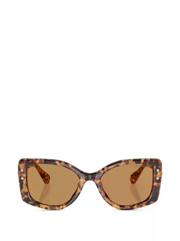 SWAROVSKI Pillow Shape Crystal-embellished Sunglasses - Brown