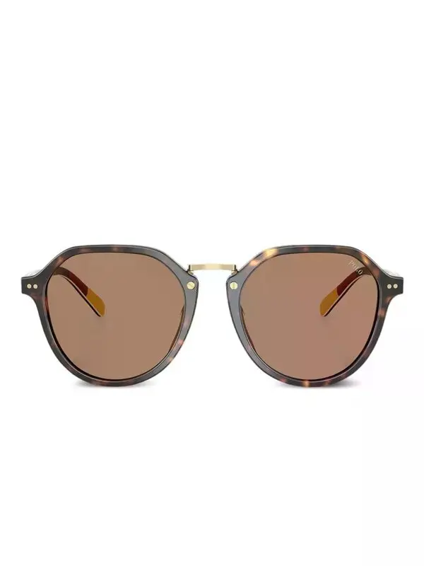 Polo Ralph Lauren Gold-detail Tortoiseshell Round Frame Sunglasses - Brown