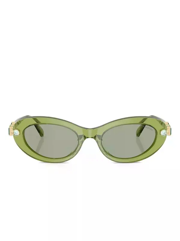 SWAROVSKI Crystal-embellished Oval-frame Sunglasses - Green