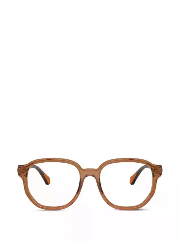 Moncler Cognac Round Frame Glasses