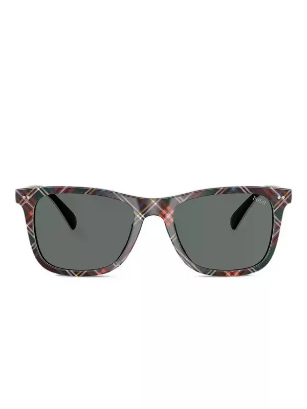 Polo Ralph Lauren Heritage Plaid Square Sunglasses - Red