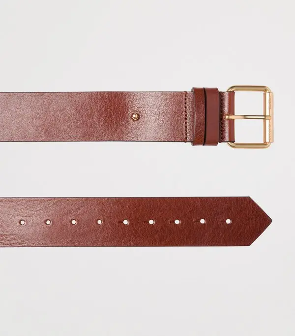 Max Mara Leather Belt With Gold-tone Buckle