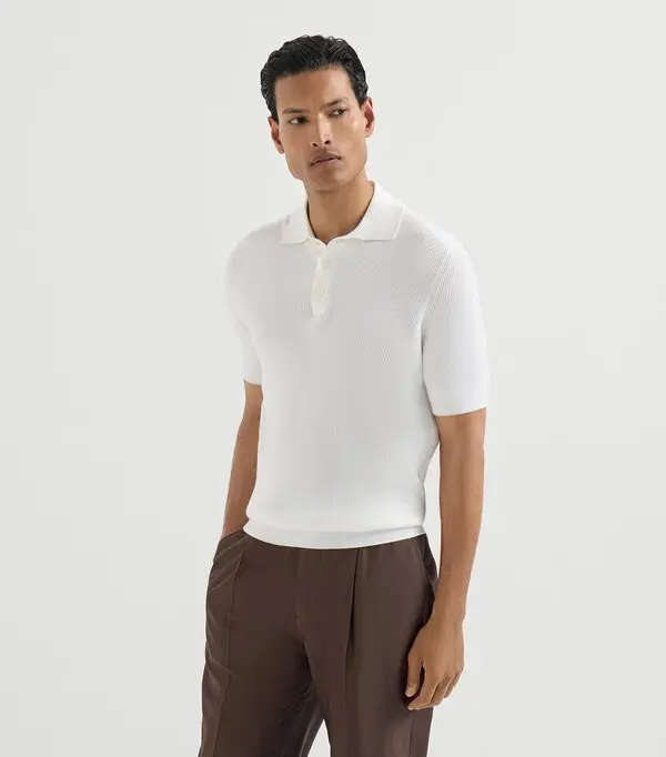 Brunello Cucinelli Cotton Ribbed Polo Shirt