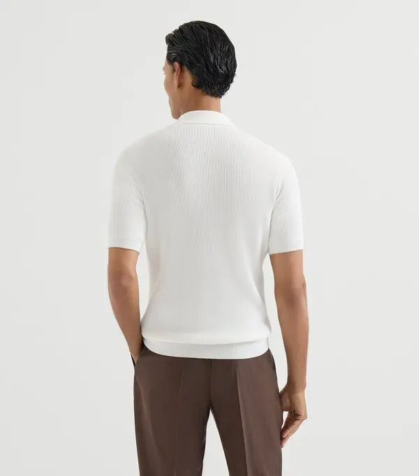 Brunello Cucinelli Cotton Ribbed Polo Shirt