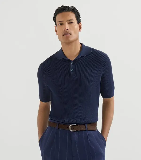 Brunello Cucinelli Cotton Rib-knit Polo Shirt