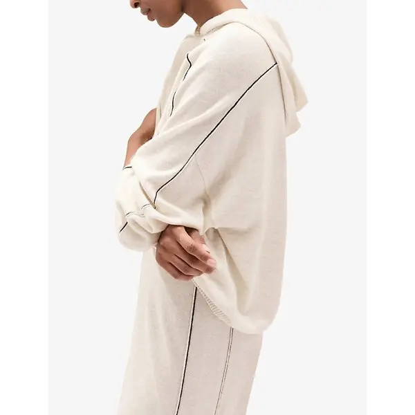 THE WHITE COMPANY Side-stripe Cropped Wool-blend Hoodie