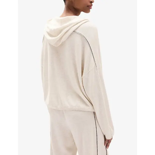THE WHITE COMPANY Side-stripe Cropped Wool-blend Hoodie