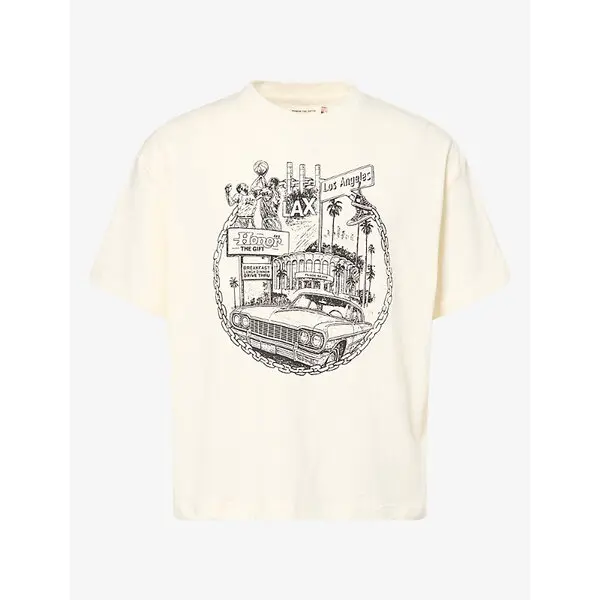 HONOR THE GIFT La Chain City Graphic Cotton-jersey T-shirt - Bone