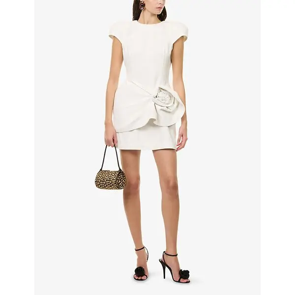 Magda Butrym Floral Embellished Denim Mini Dress