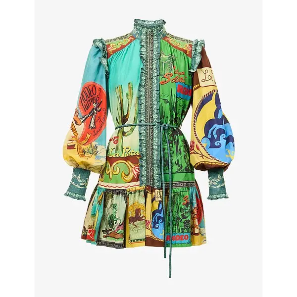 ALEMAIS Ace Printed Cotton And Silk-blend Mini Dress - Multi