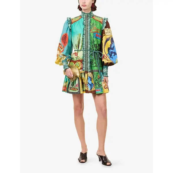 ALEMAIS Ace Printed Cotton And Silk-blend Mini Dress