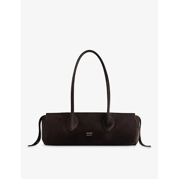 Khaite Donna Foil-print Logo Leather Shoulder Bag - Ebano