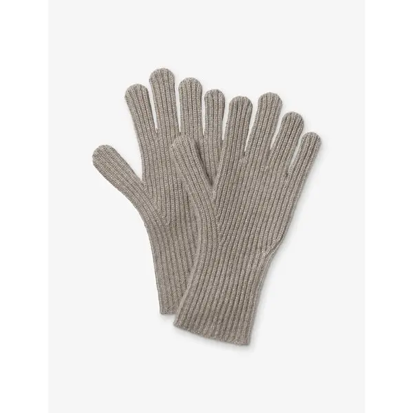 THE WHITE COMPANY Ribbed Cashmere Gloves - Rye Marl