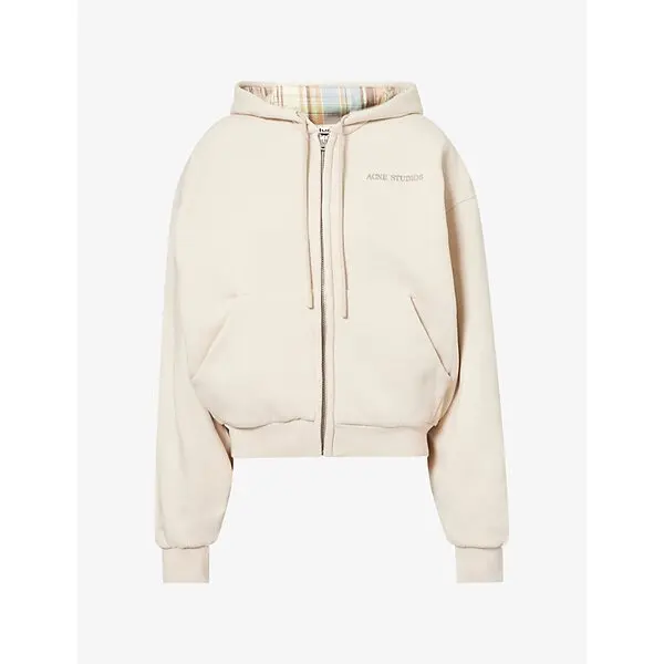 Acne Studios Brand-embroidered Relaxed-fit Cotton Hoodie - Light Blue