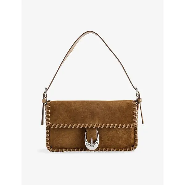 Staud Harlow Suede Shoulder Bag - Cigar