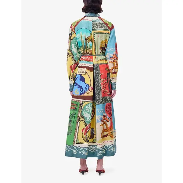ALEMAIS Ace Printed Cotton And Silk-blend Midi Shirt Dress - Multi