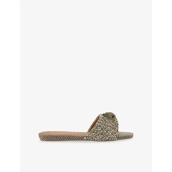 Kurt Geiger Kensington Woven Flat Sandals - Beige Comb