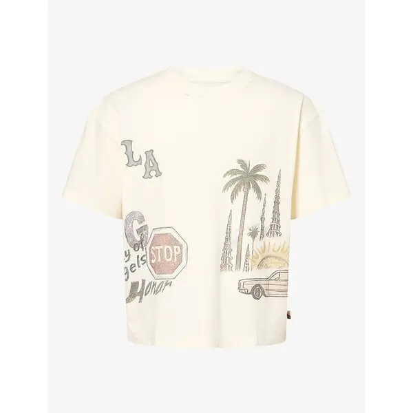 HONOR THE GIFT All Over Los Angeles Graphic Cotton-jersey T-shirt - Bone