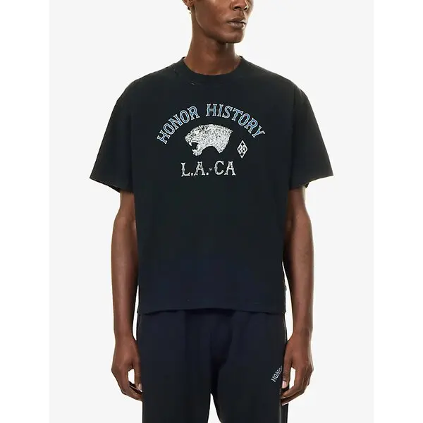 HONOR THE GIFT Honor History Distressed Graphic Cotton-jersey T-shirt
