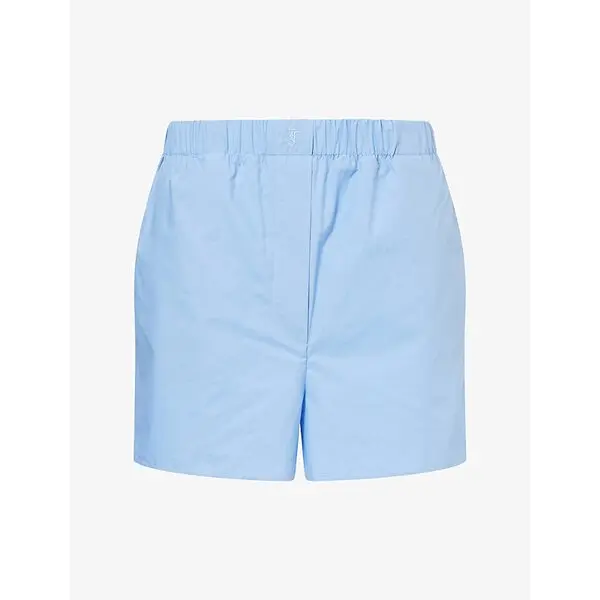 THE FRANKIE SHOP Lui Brand-embroidered Cotton Shorts - Blue