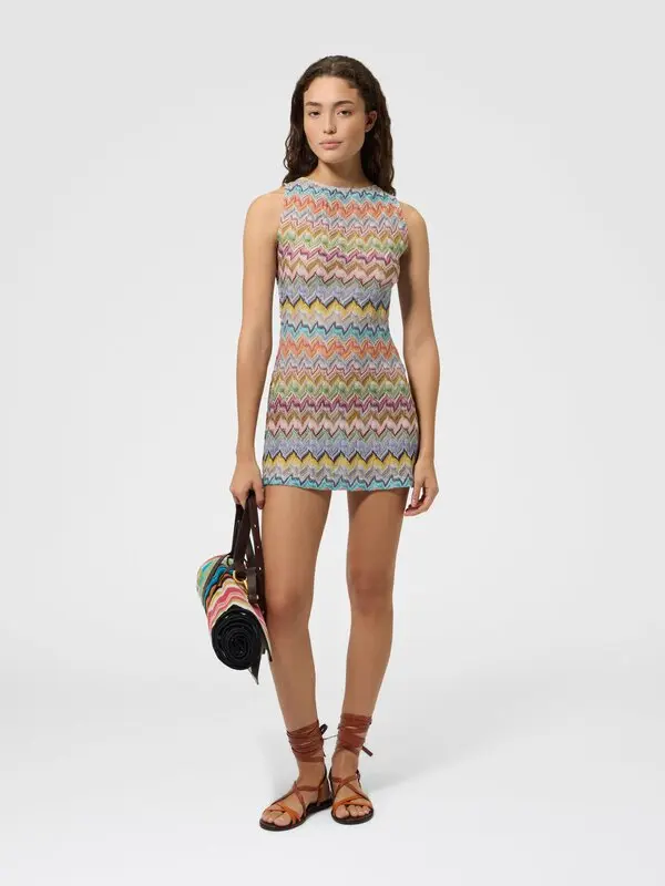 Missoni Viscose Lamé Zig Zag Mini Dress