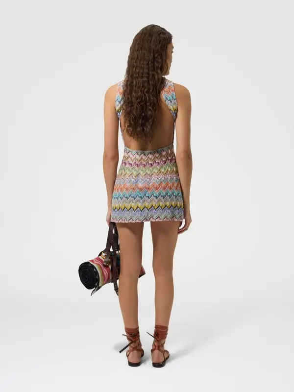 Missoni Viscose Lamé Zig Zag Mini Dress