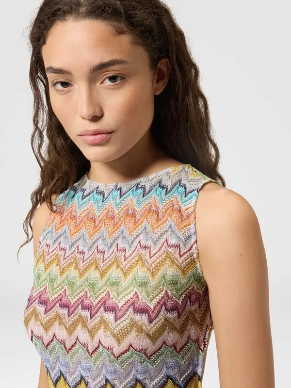 Missoni Viscose Lamé Zig Zag Mini Dress