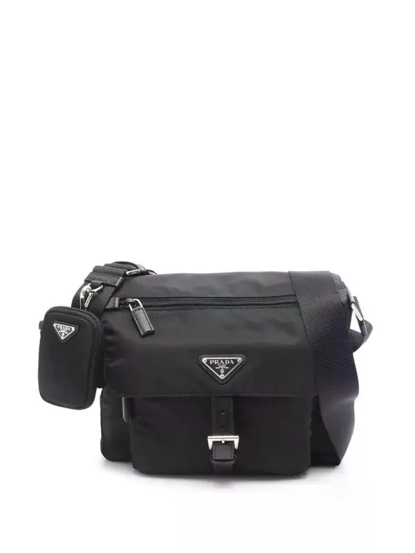 Prada 2013-2026 Tessuto Zip Buckle Messenger Bag Crossbody Bag - Black